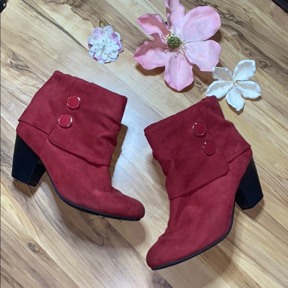 Covington | Shoes | Super Cute Red Suede Booties | Poshmark
